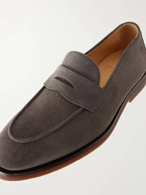 Brunello Cucinelli Suede Penny Loafers