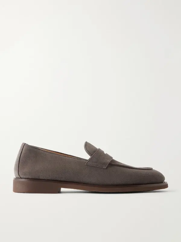 Brunello Cucinelli Suede Penny Loafers - Brown