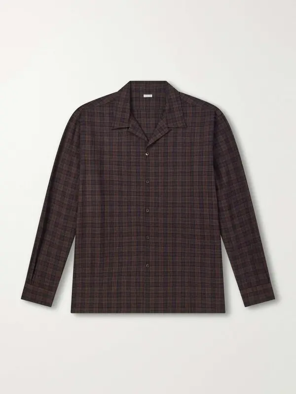 A.PRESSE Camp-collar Checked Silk Shirt
