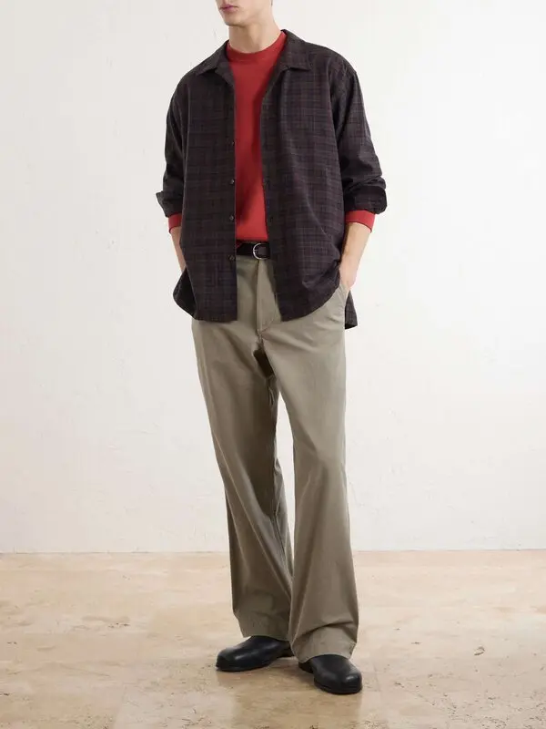 A.PRESSE Camp-collar Checked Silk Shirt
