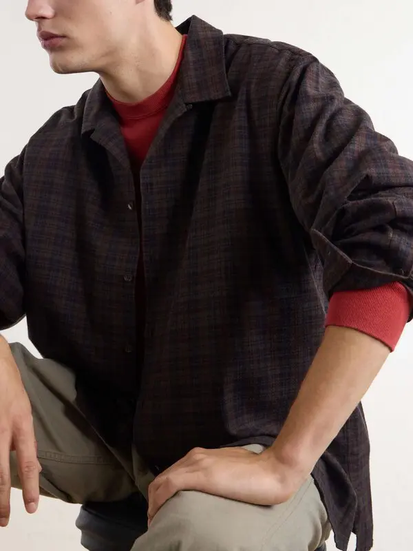 A.PRESSE Camp-collar Checked Silk Shirt