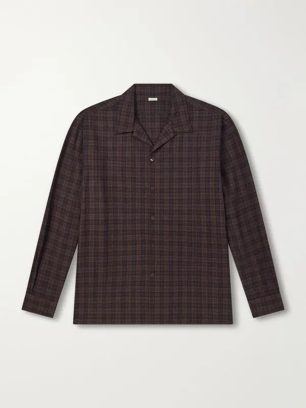 A.PRESSE Camp-collar Checked Silk Shirt