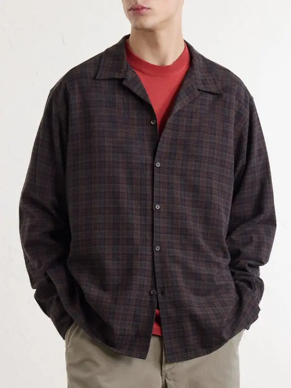 A.PRESSE Camp-collar Checked Silk Shirt