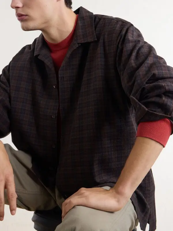 A.PRESSE Camp-collar Checked Silk Shirt