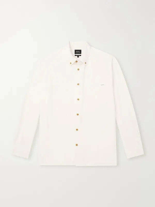 A.p.c. Mateo Logo-embroidered Cotton Shirt - Neutrals