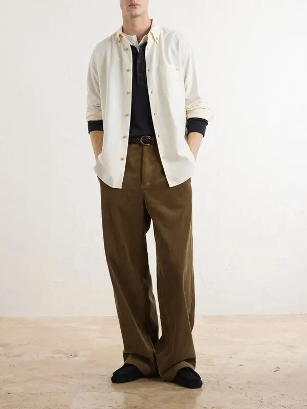 A.p.c. Mateo Logo-embroidered Cotton Shirt - Neutrals