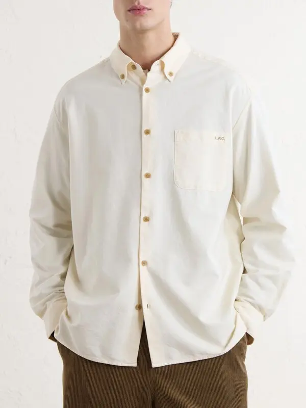 A.p.c. Mateo Logo-embroidered Cotton Shirt - Neutrals