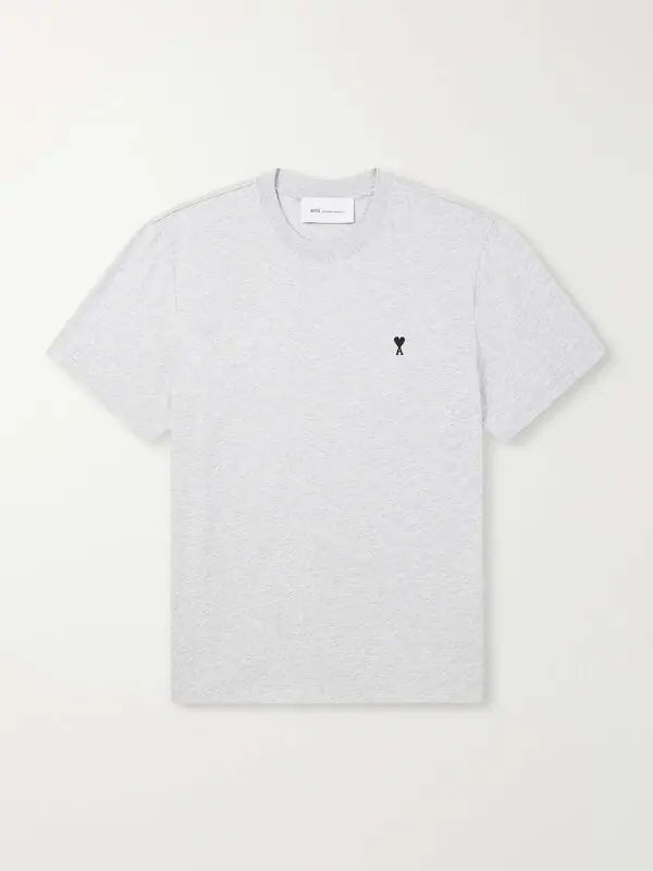 AMI Paris Logo-embroidery Cotton-jersey T-shirt