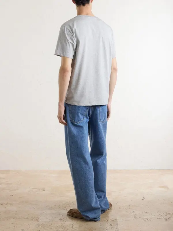 AMI Paris Logo-embroidery Cotton-jersey T-shirt - Gray