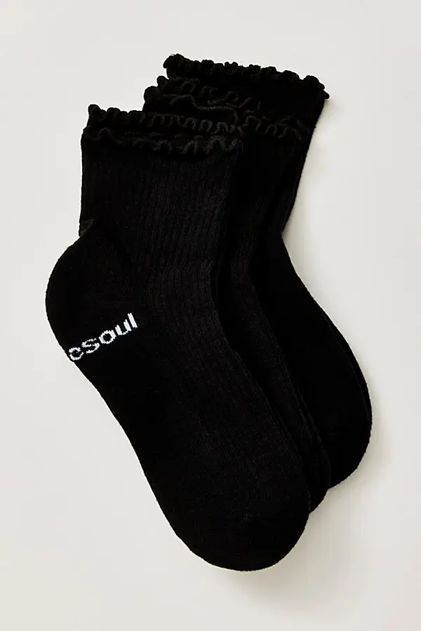 DOUBLESOUL Ruffle Quarter Sock Pack - Black
