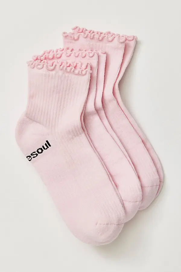 DOUBLESOUL Ruffle Quarter Sock Pack - Bubblegum