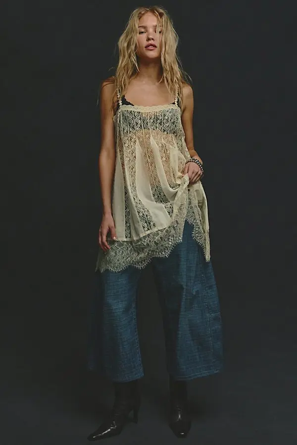 Free People Intimately A Perfect Day Lace Slip Dress - Vanilla Combo