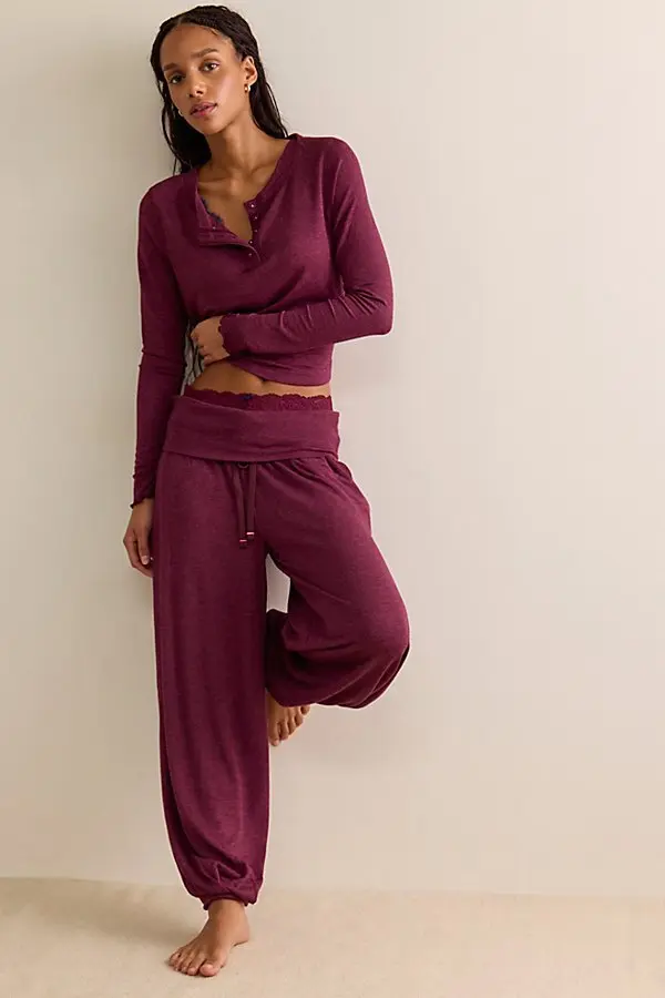Free People Dream State Joggers - Maroon Heather