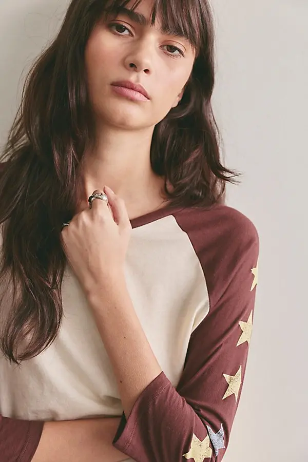 Daydreamer Star Embellished Raglan Baseball Tee