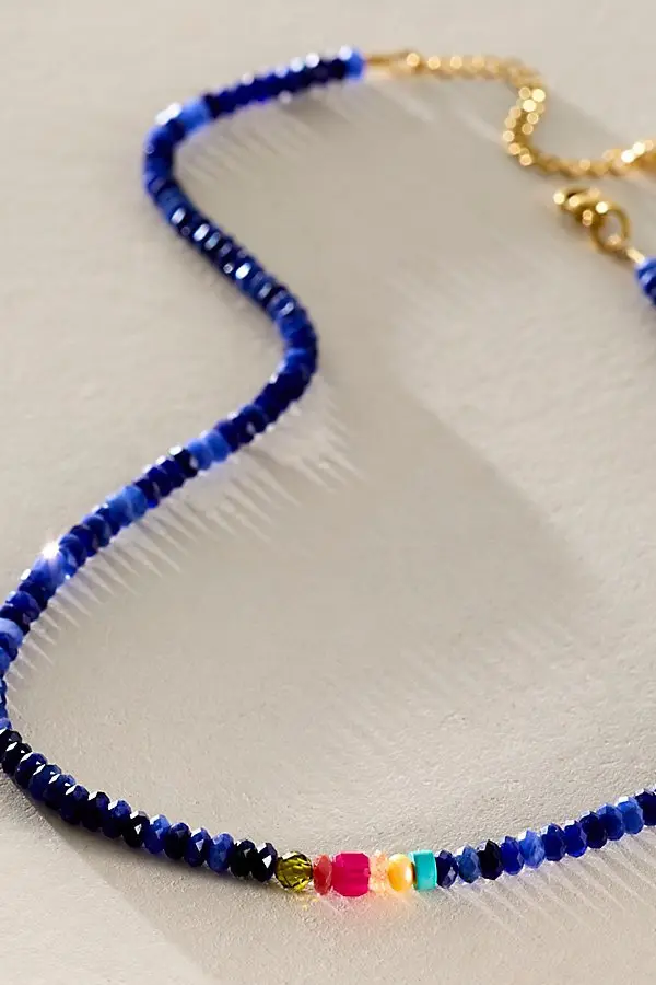 MEREDITH WATERSTRAAT Beaded Lazuli Necklace With Gemstones - Lapis