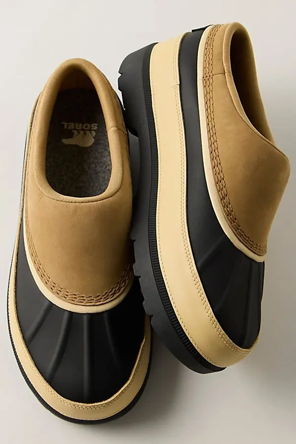 Sorel Ambler Waterproof Slip-on Clogs - Caribou Buff/black