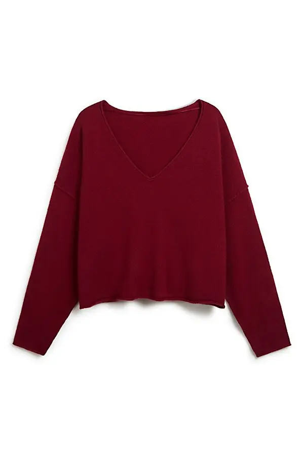 Free People See Me V-neck Pullover - Cabernet
