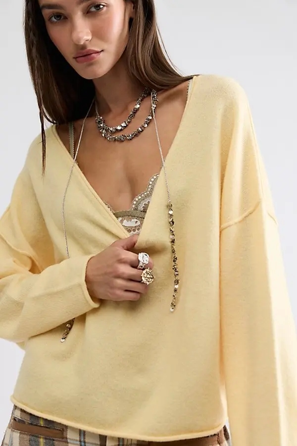 Free People See Me V-neck Pullover - Sunlight
