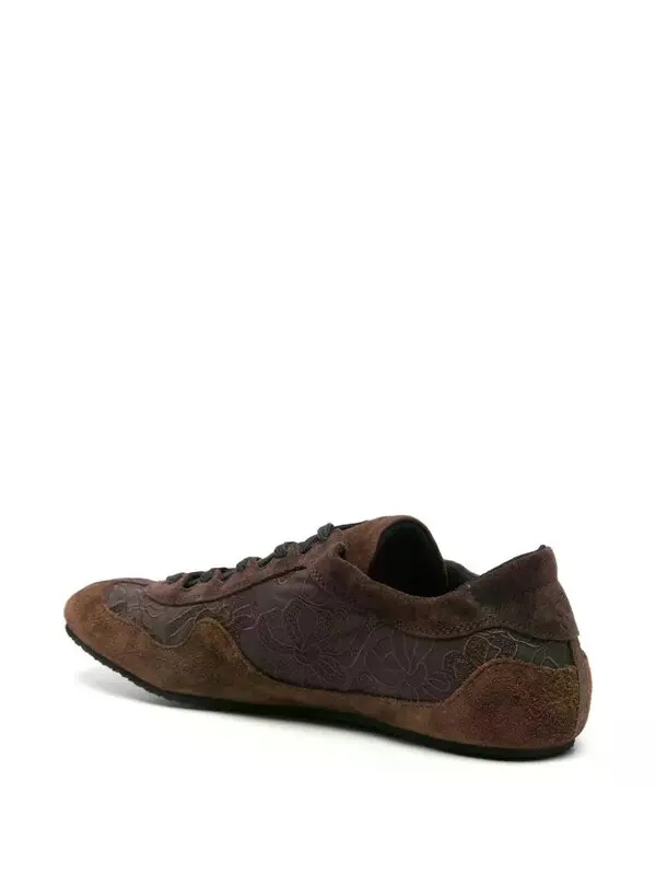 Cecilie Bahnsen Blaise Floral-embroidered Sneakers - Brown
