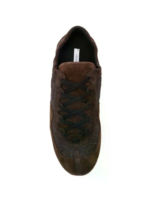 Cecilie Bahnsen Blaise Floral-embroidered Sneakers - Brown