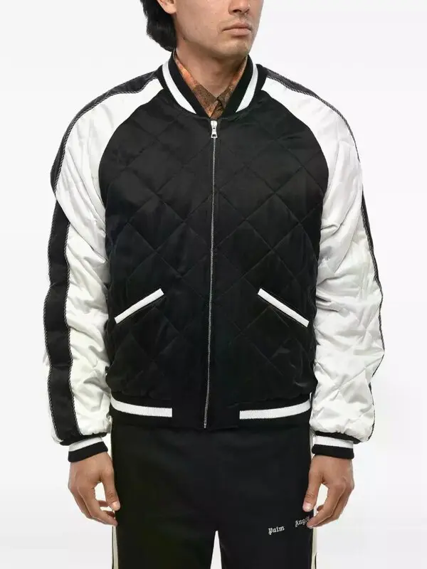 Palm Angels Quilted Bomber Jacket With Embroidery