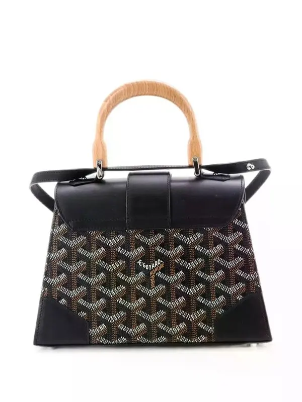 Goyard Structured Saigon Top Handle Bag, Coated Canvas With Leather Mini Satchel - Black