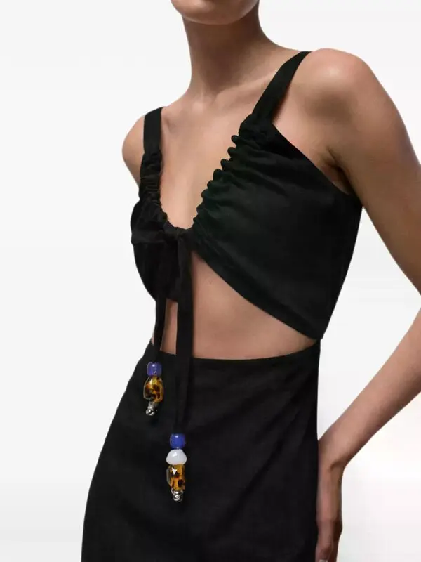CAYET Helena Bead-embellished Midi Dress
