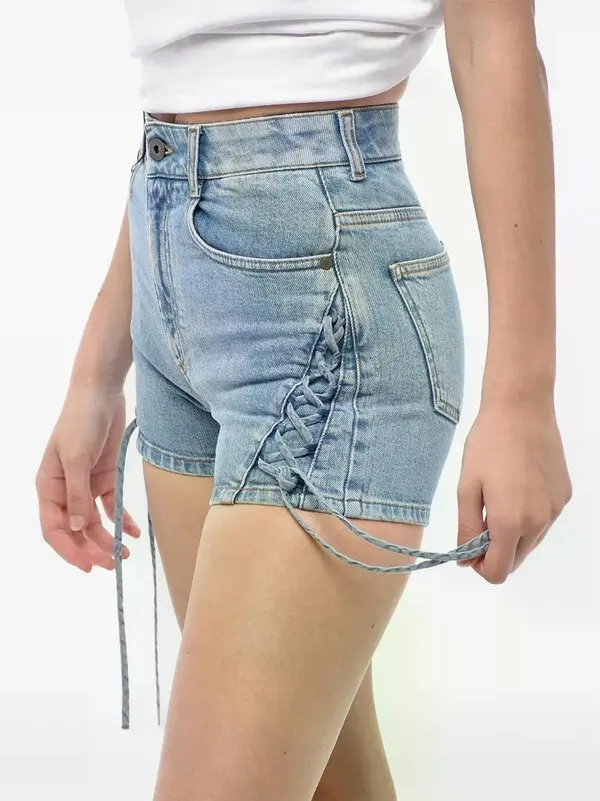 Stella McCartney Lace-up Detail Denim Mini Shorts - Blue