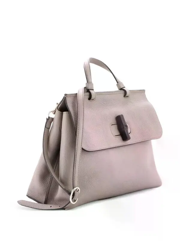Gucci Bamboo Daily Top Handle Bag Leather Medium Satchel - Grey