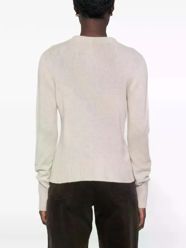 ARAGONA Ribbed-trim Crew Neck Sweater - Neutrals