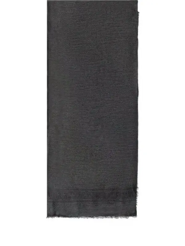 Emporio Armani Logo-jacquard Frayed Scarf - Grey