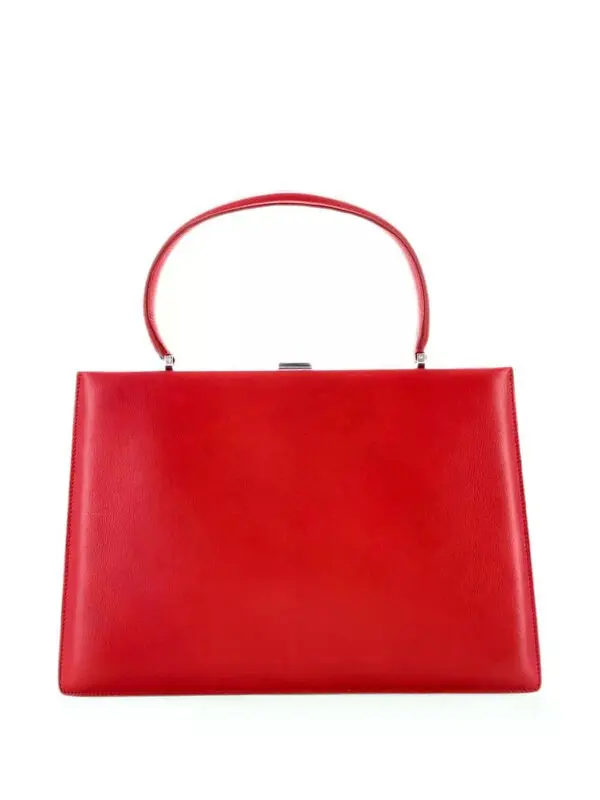 Celine Clasp Top Handle Bag Leather Medium Satchel