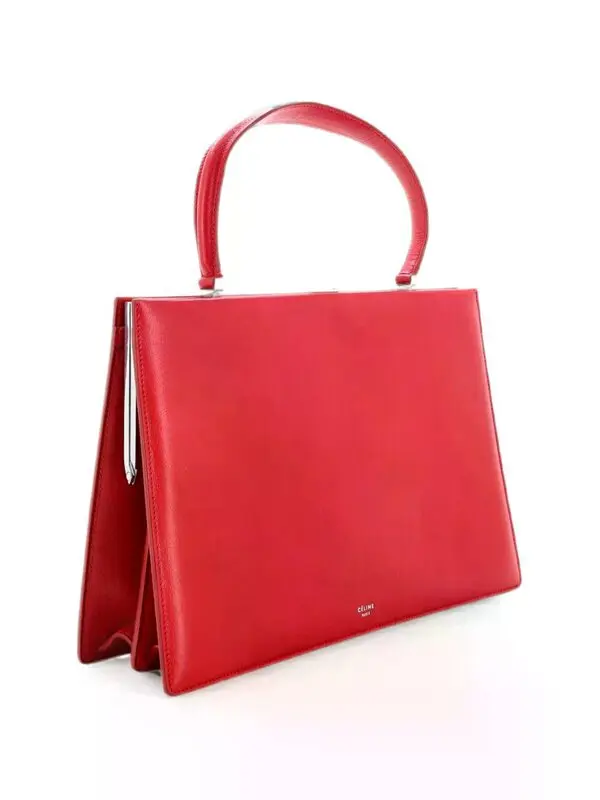 Celine Clasp Top Handle Bag Leather Medium Satchel