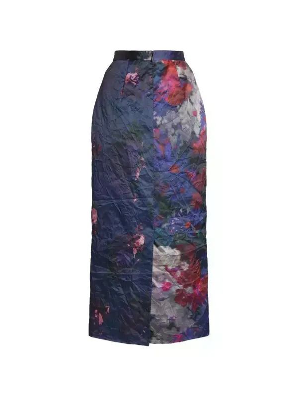 Erdem Archive Patchwork Crinkled Midi Skirt
