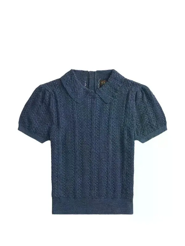 Ralph Lauren Cable-knit Puff-sleeve Sweater - Blue