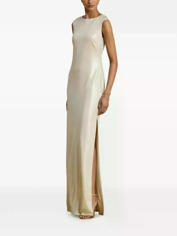 Ralph Lauren Metallic Jersey Boat-neck Maxi Dress - Neutrals