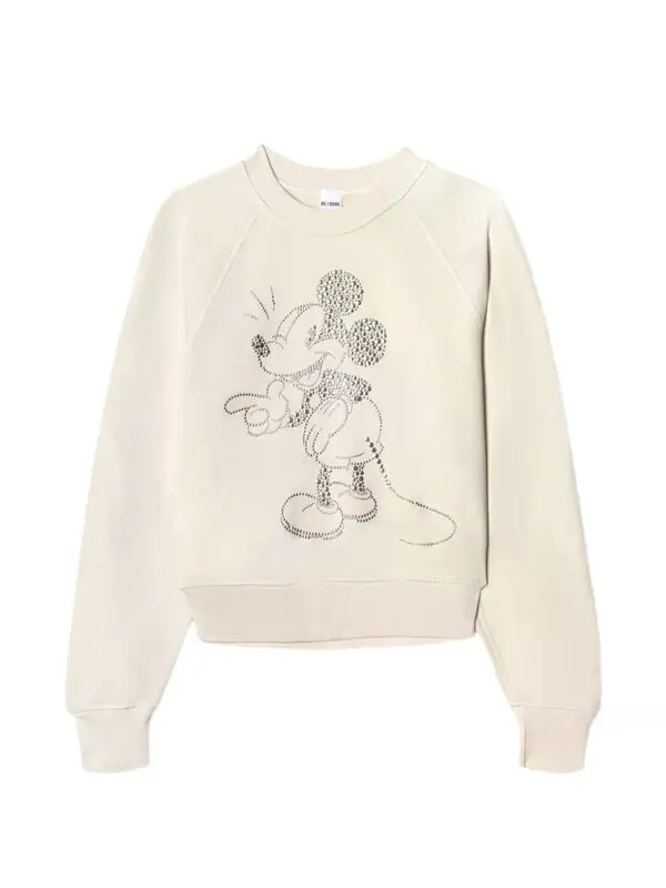 RE/DONE Classic Mickey Embellished Raglan Sleeve Sweater