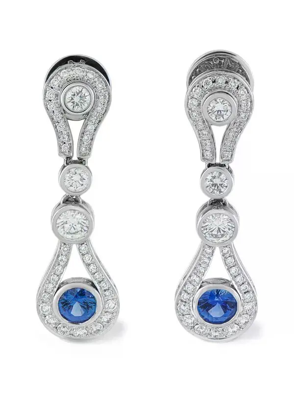 DI MODOLO 18k White Gold Diamond And Sapphire Drop Earrings