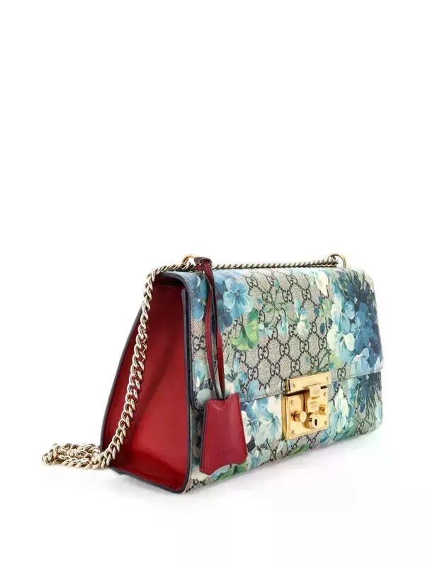 Gucci Padlock Blooms Print Gg Coated Canvas Medium Shoulder Bag