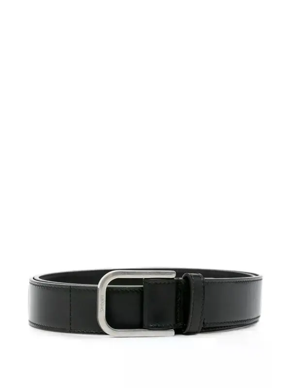 Saint Laurent Logo-engraved Leather Buckle Belt