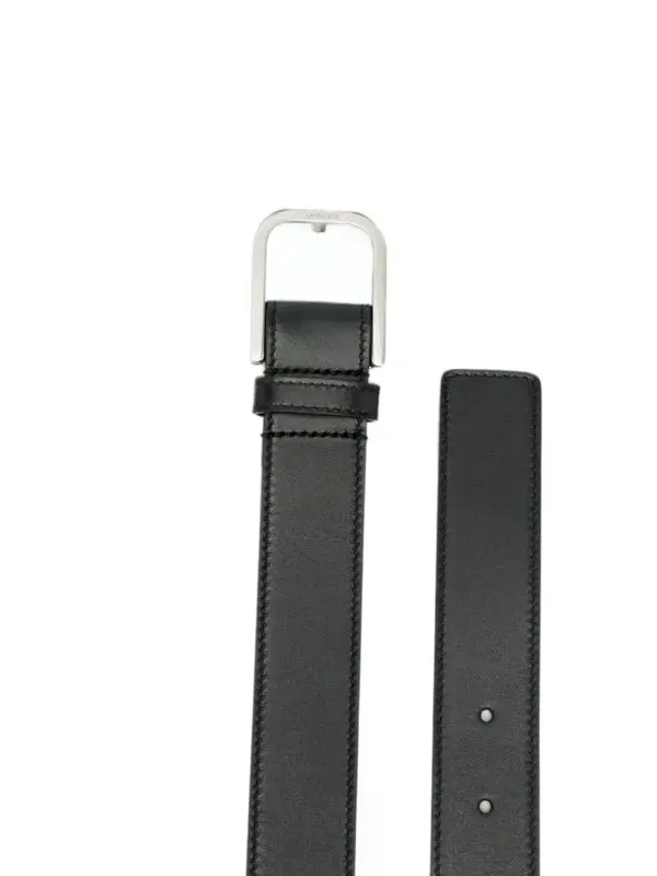Saint Laurent Logo-engraved Leather Buckle Belt