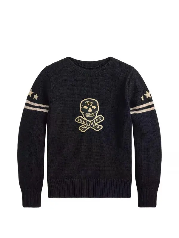 Ralph Lauren Skull Patch Star Embroidered Crew Neck Sweater