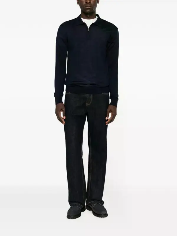 FERRANTE Quarter-zip Knitted Polo Shirt