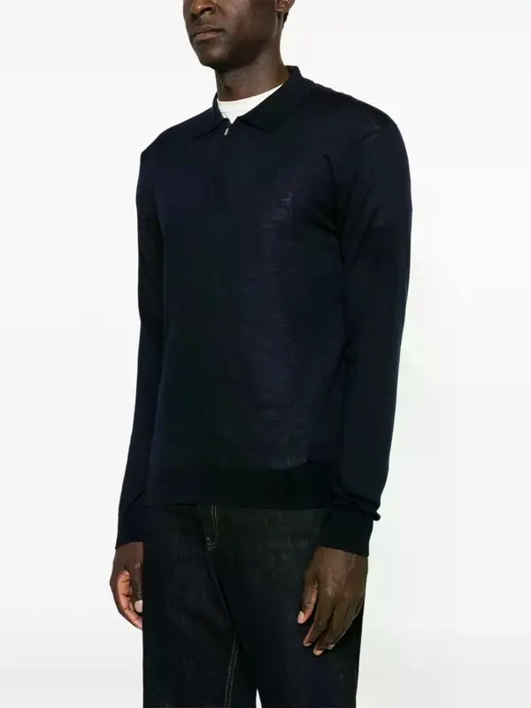 FERRANTE Quarter-zip Knitted Polo Shirt