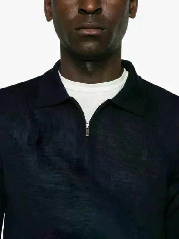 FERRANTE Quarter-zip Knitted Polo Shirt