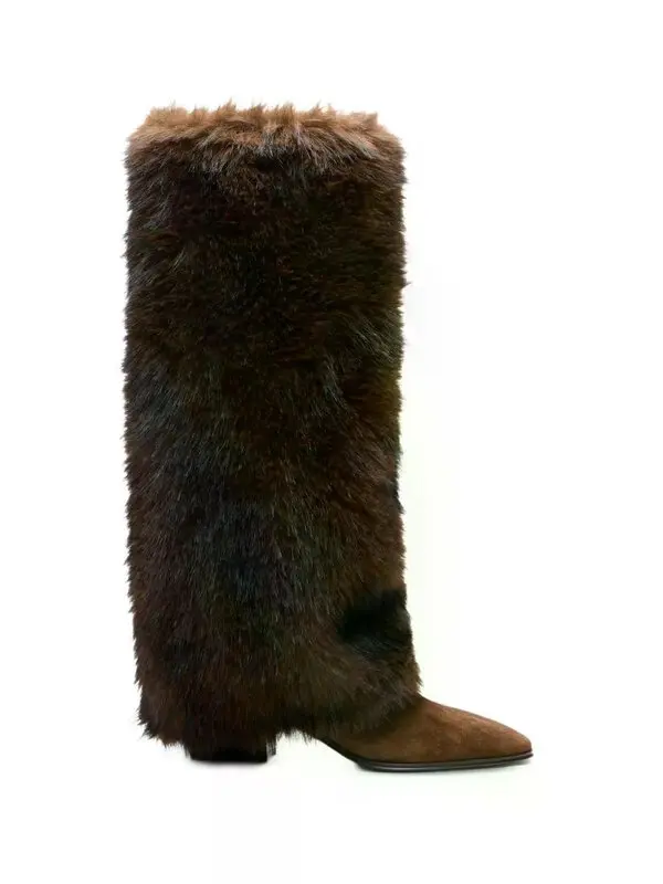 Casadei Faux Fur Trimmed Knee-high Boots