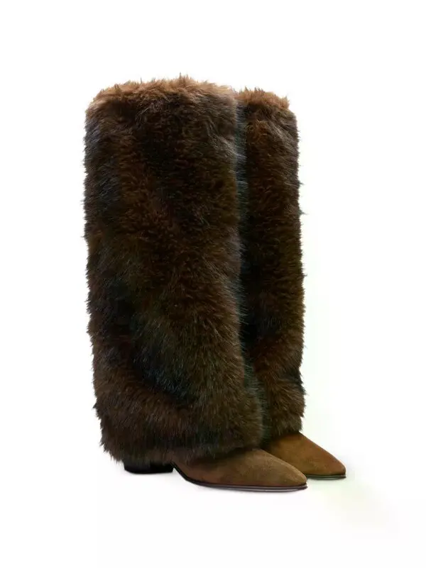 Casadei Faux Fur Trimmed Knee-high Boots
