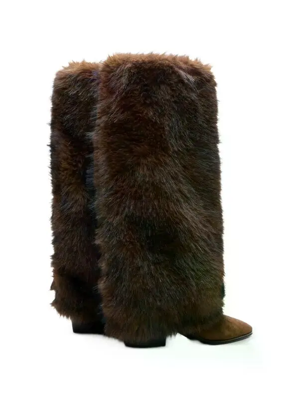 Casadei Faux Fur Trimmed Knee-high Boots