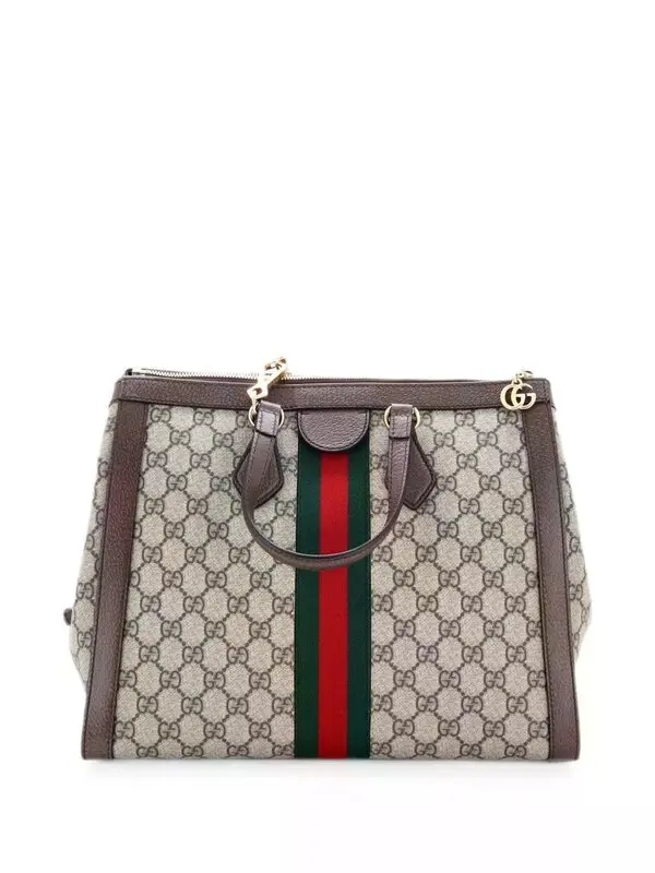 Gucci Ophidia Top Handle Gg Coated Canvas Medium Tote Bag