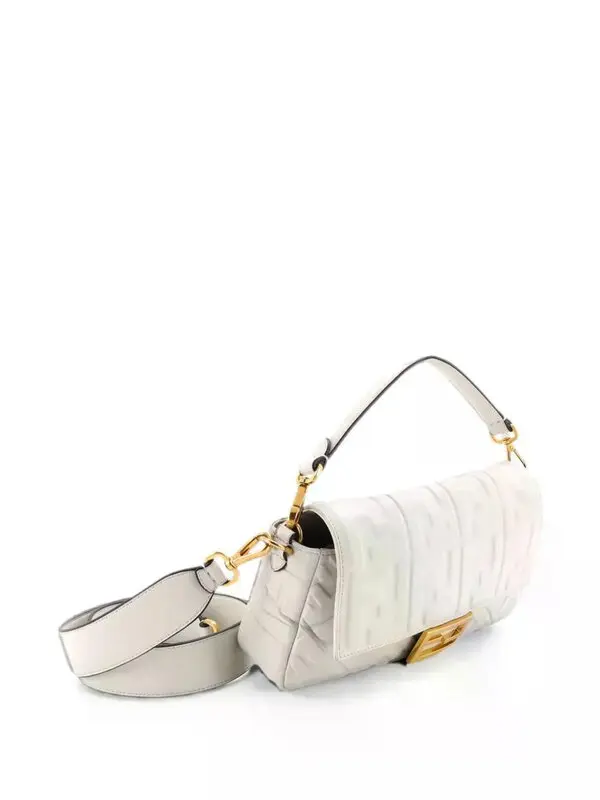 Fendi Baguette Nm Zucca Embossed Leather Medium Baguette Bag